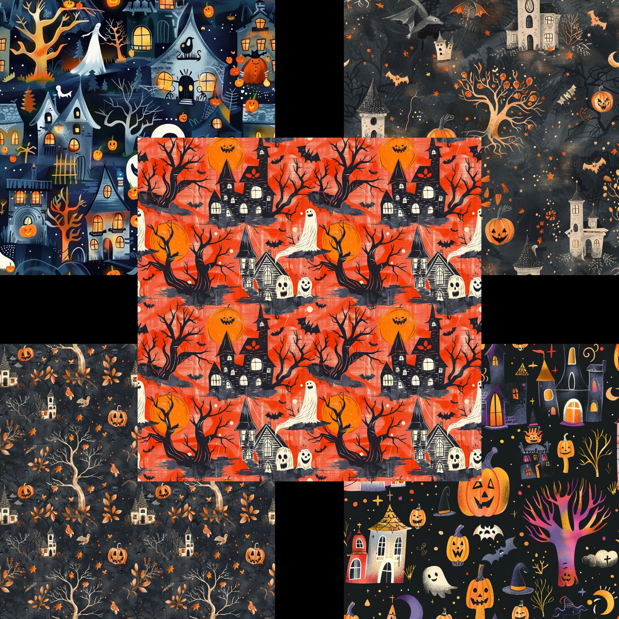 Spooky Halloween Scrapbook Paper - Digital Paper, Fun Halloween Paper ...