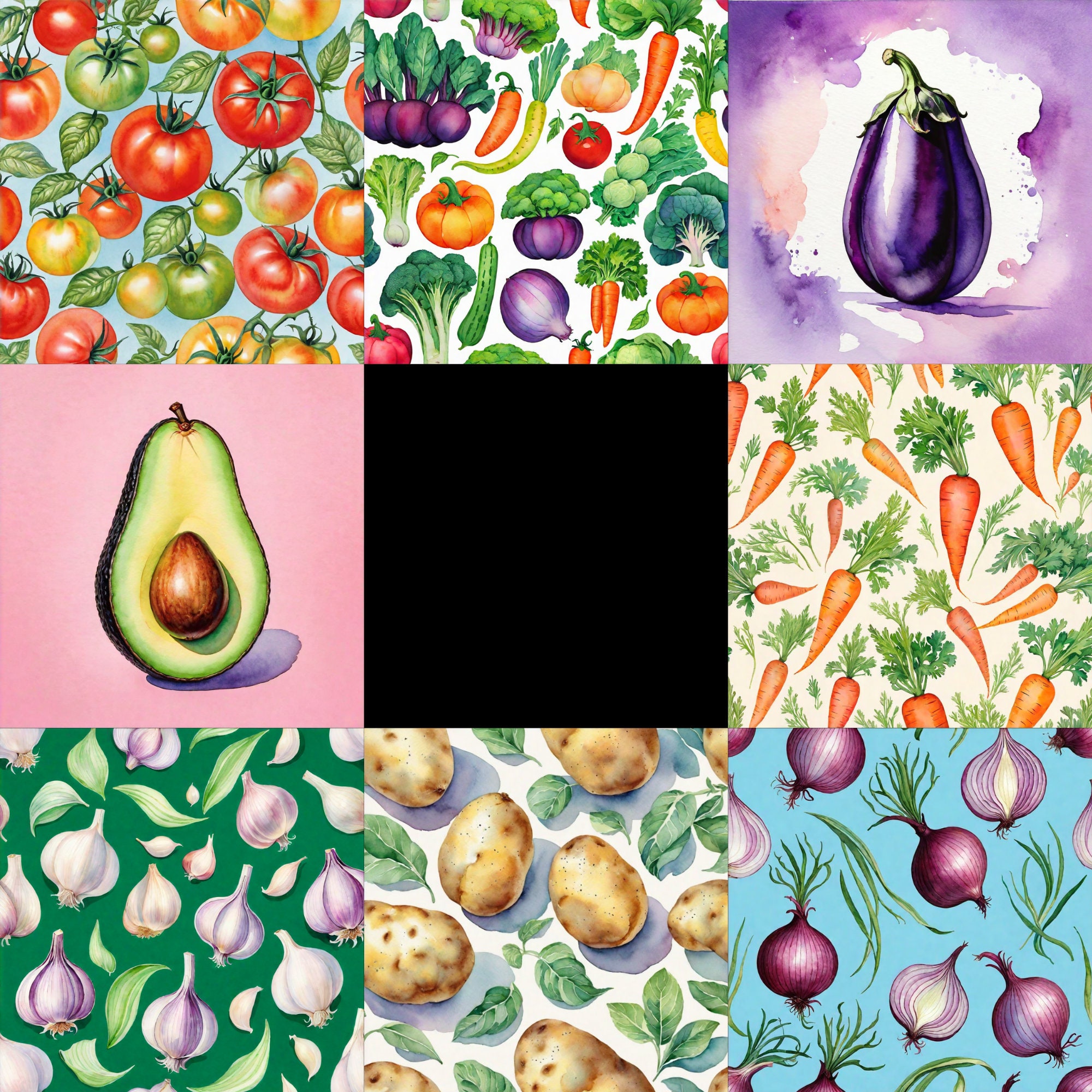 Fruits & Veggies Paper - Digital Paper, Colorful Scrapbook Paper, Food ...