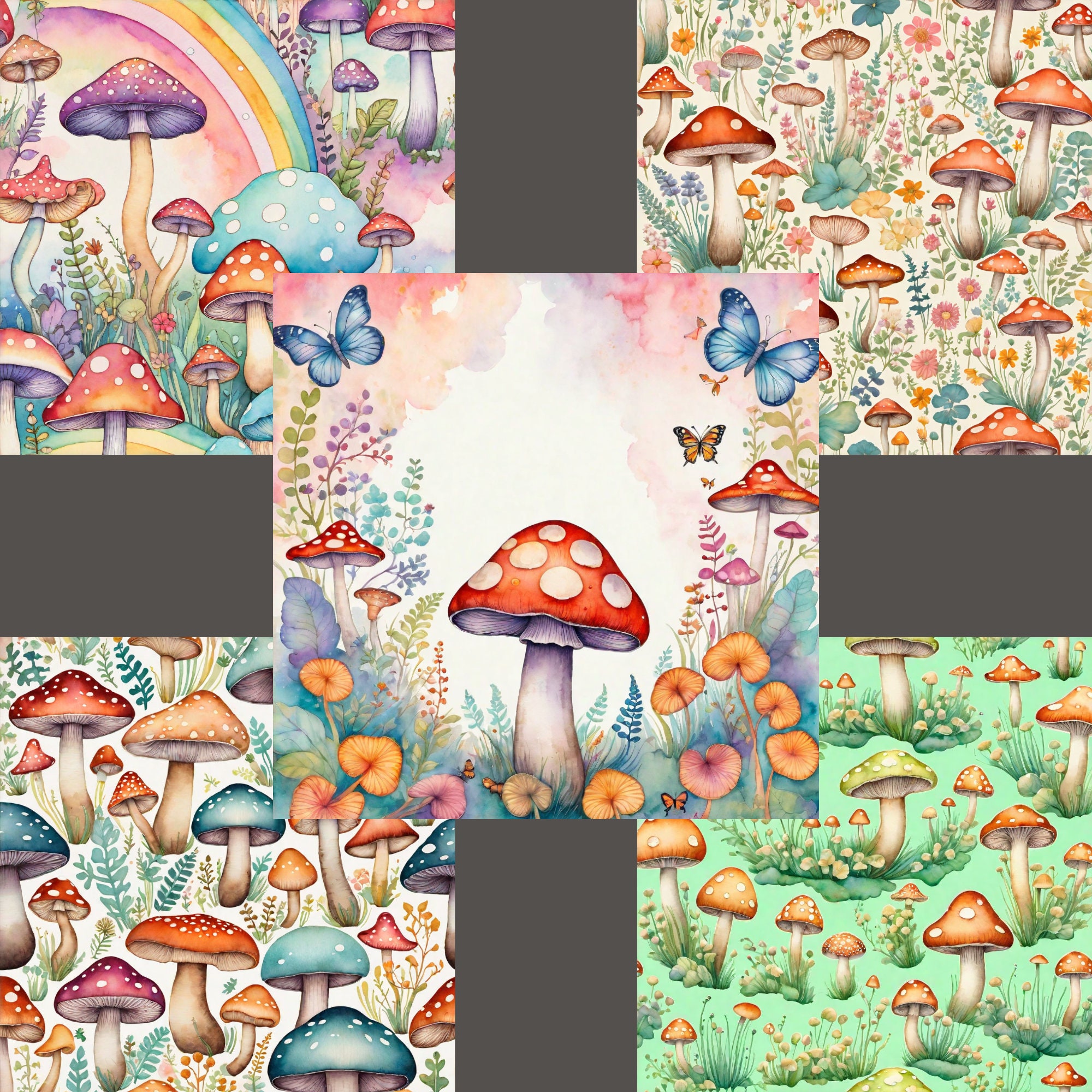 Whimsical Mushroom Scrapbook Paper, Mushroom Ephemera Junk Journal ...