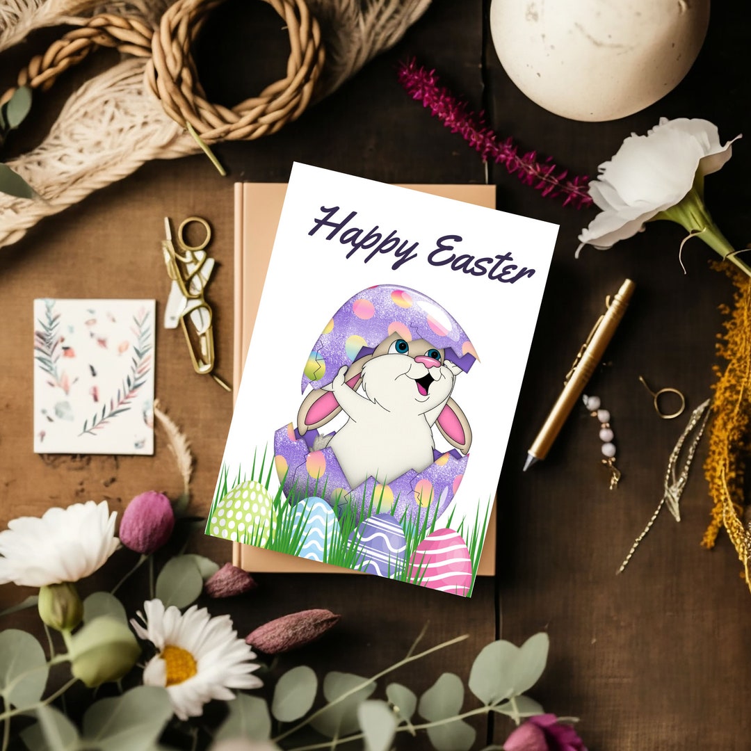 Easter Bunny Card, Happy Easter Greeting Card, Downloadable Printable ...