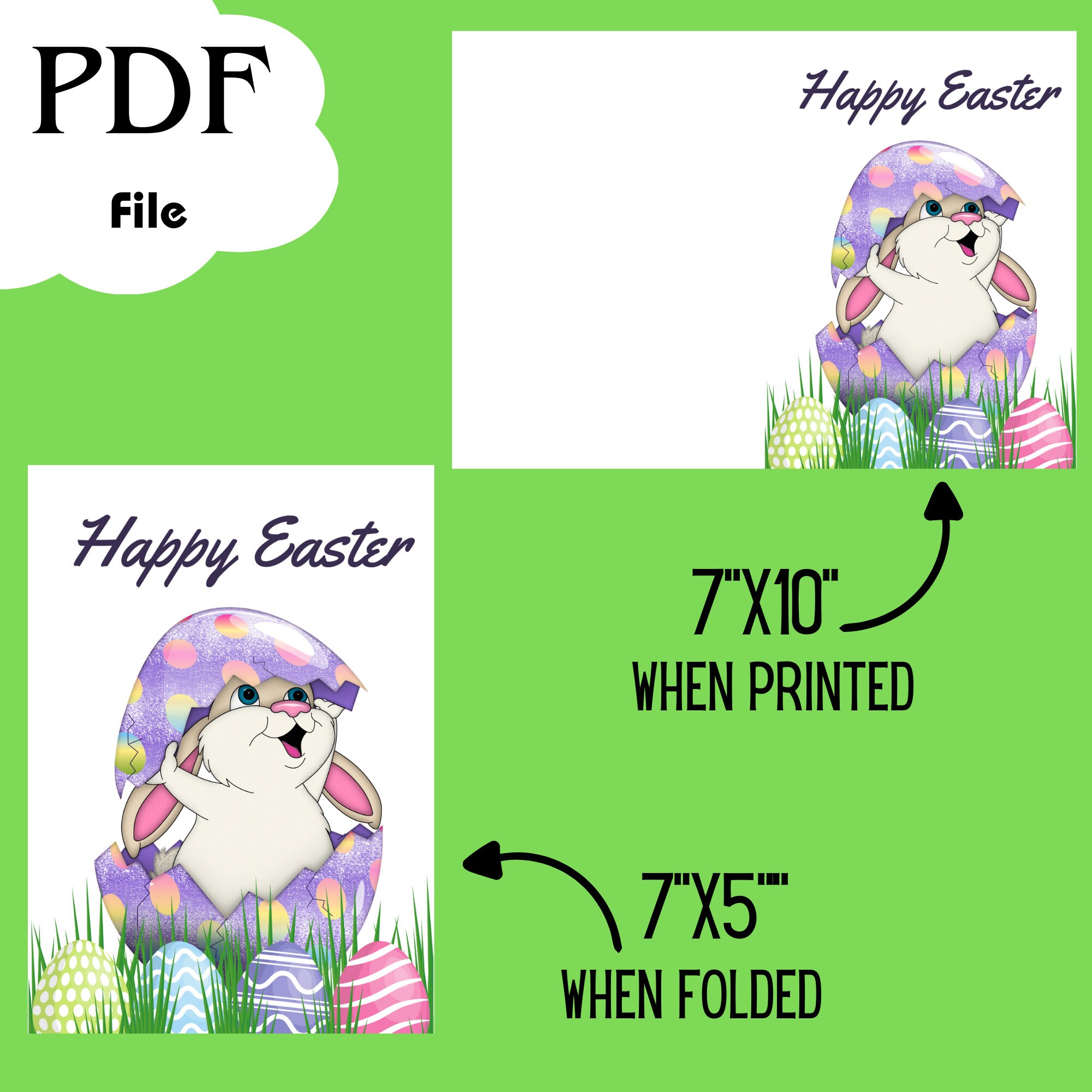 Easter Bunny Card, Happy Easter Greeting Card, Downloadable Printable ...