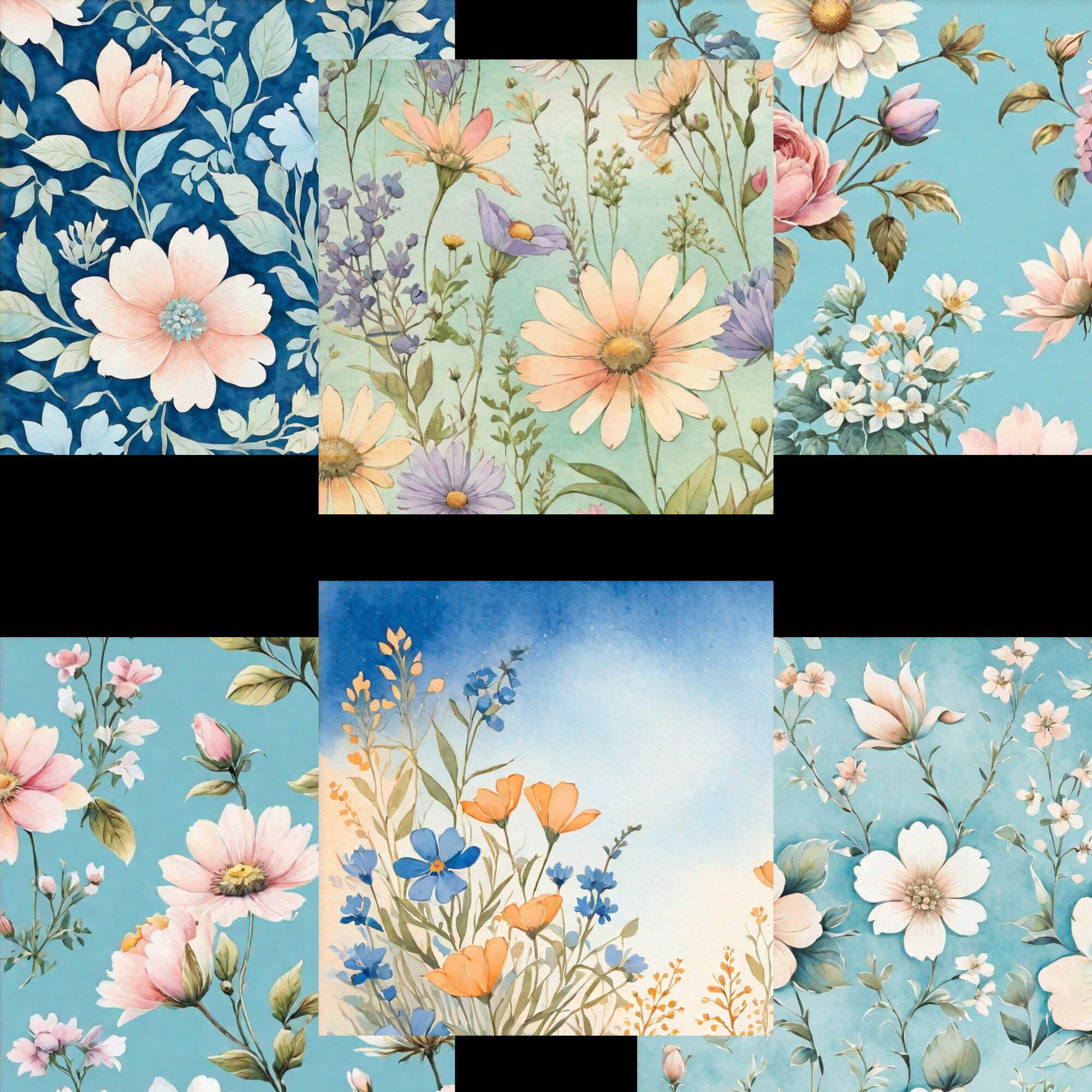 Spring Floral Paper Digital Download, Flower Journaling Paper, Bright ...