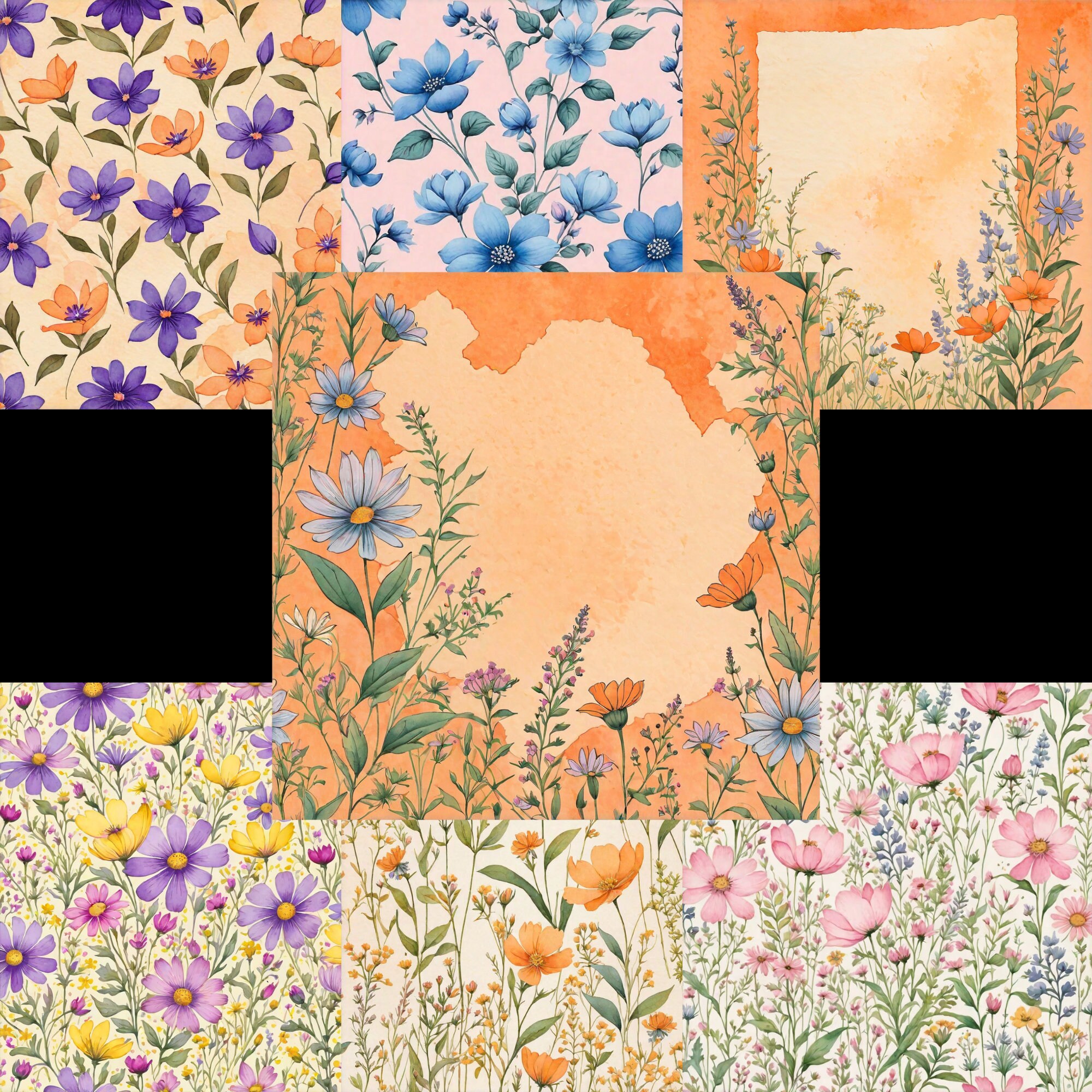 Spring Floral Paper Digital Download, Flower Journaling Paper, Bright ...