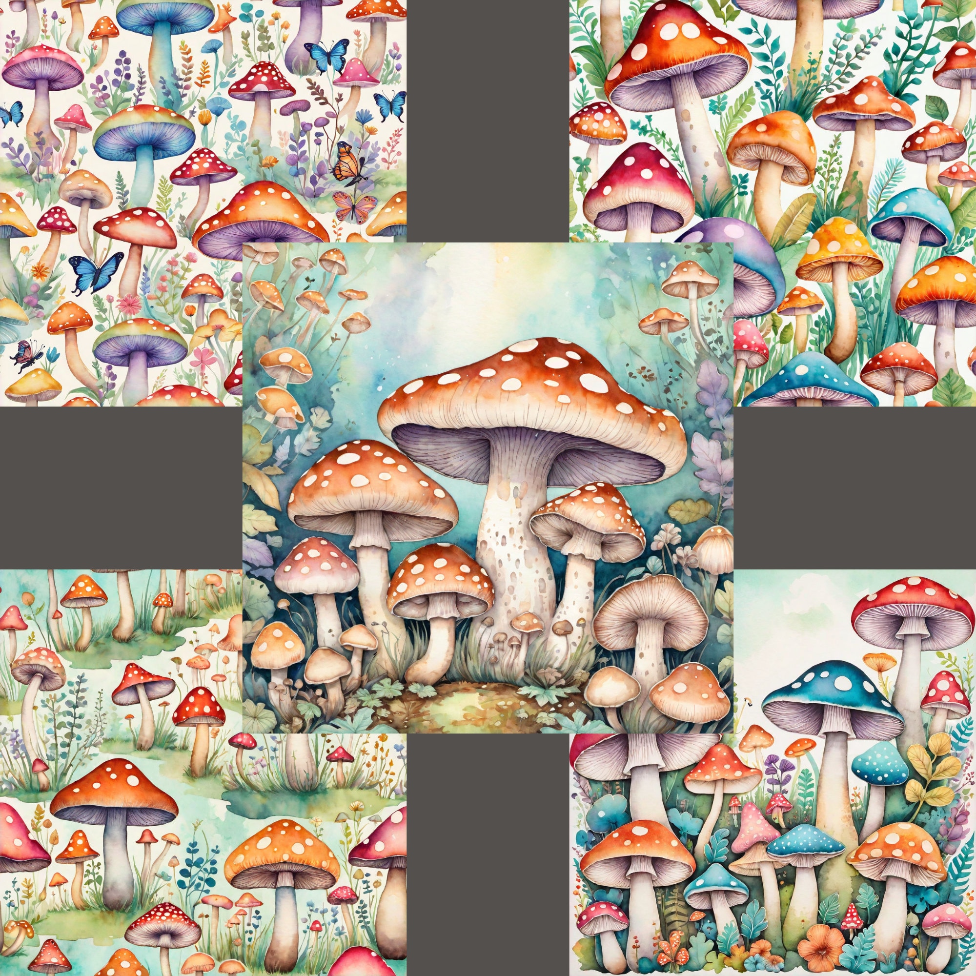 Whimsical Mushroom Scrapbook Paper, Mushroom Ephemera Junk Journal ...