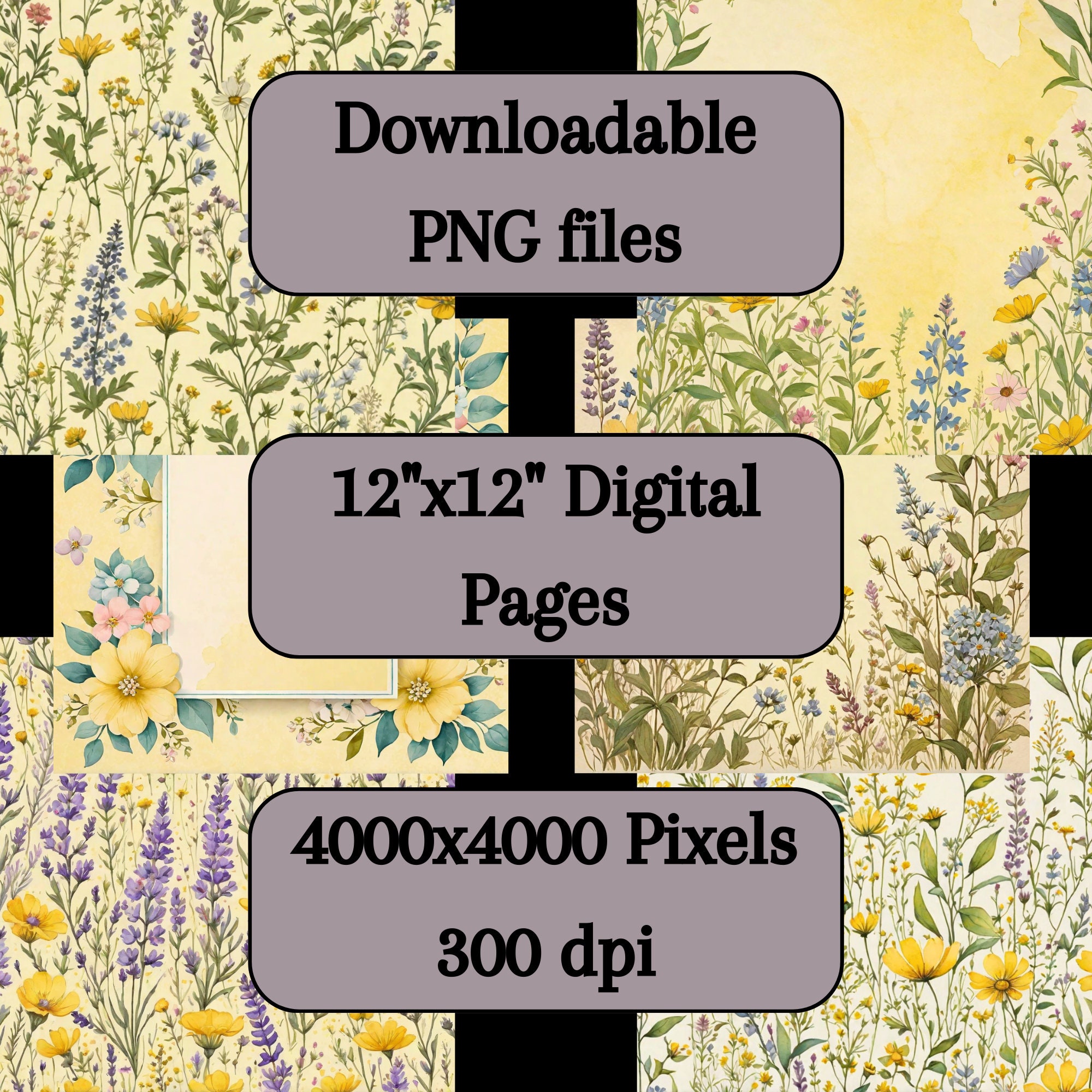 Spring Floral Paper Digital Download, Flower Journaling Paper, Bright ...