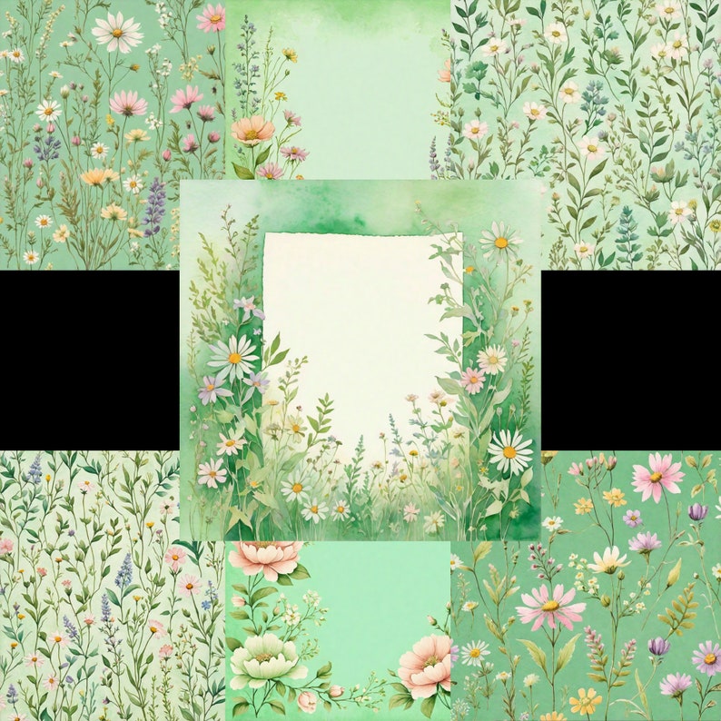 Spring Floral Paper Digital Download, Flower Journaling Paper, Bright ...