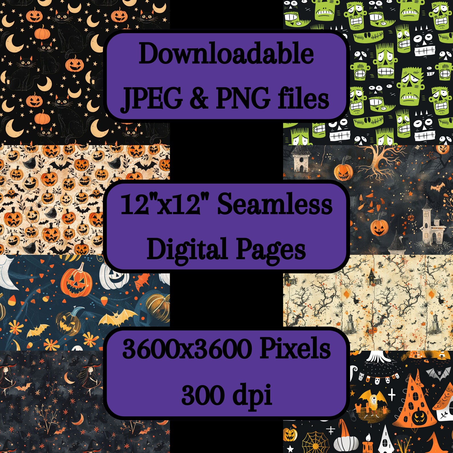 Spooky Halloween Scrapbook Paper - Digital Paper, Fun Halloween Paper ...