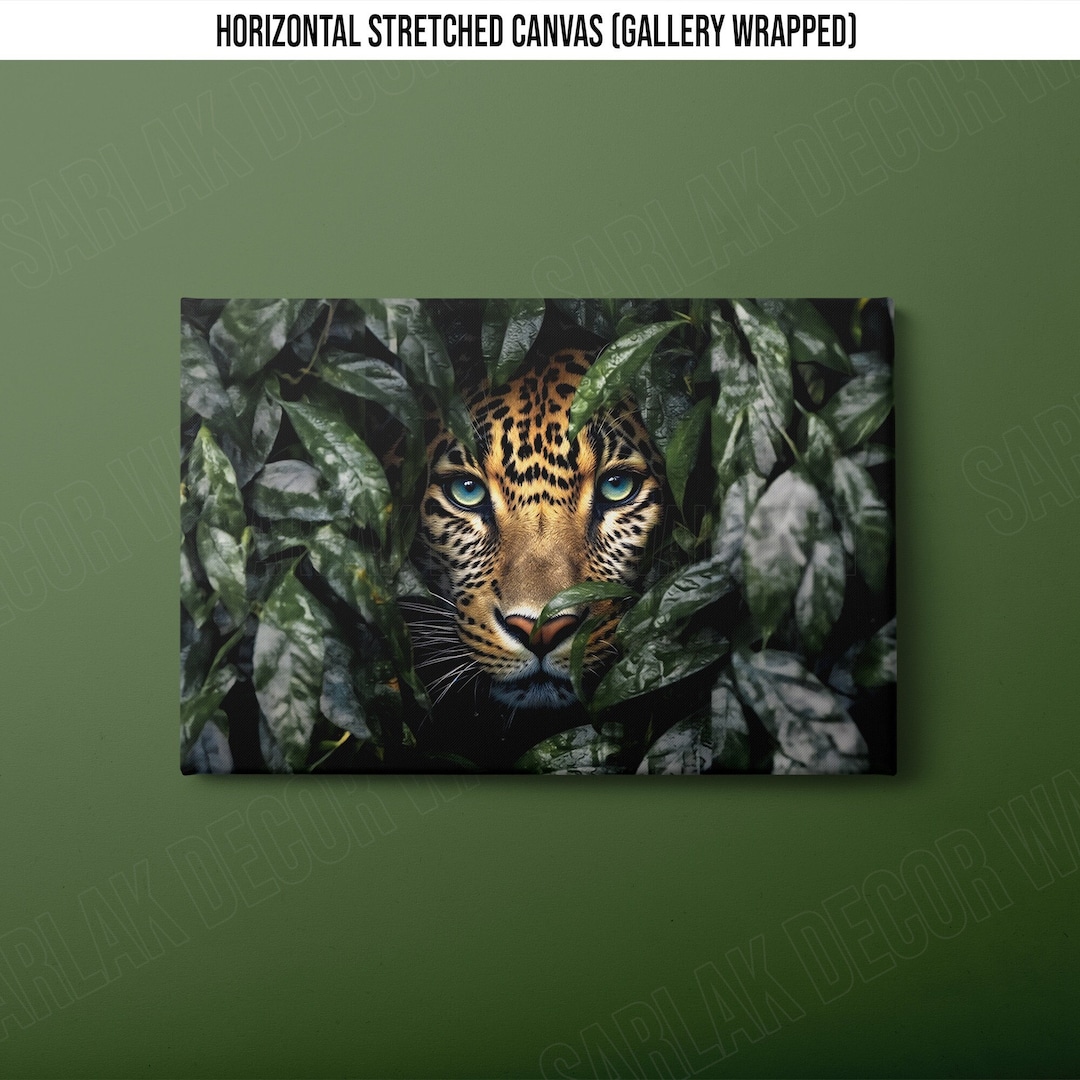 Leopard in Leaves Wall Art, Loepard Canvas Print Art, Home Decor ...