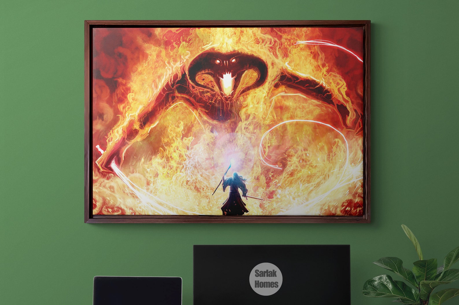 Lotr Gandalf Balrog Oil Printing Gandalf Vs Balrog Canvas - Etsy