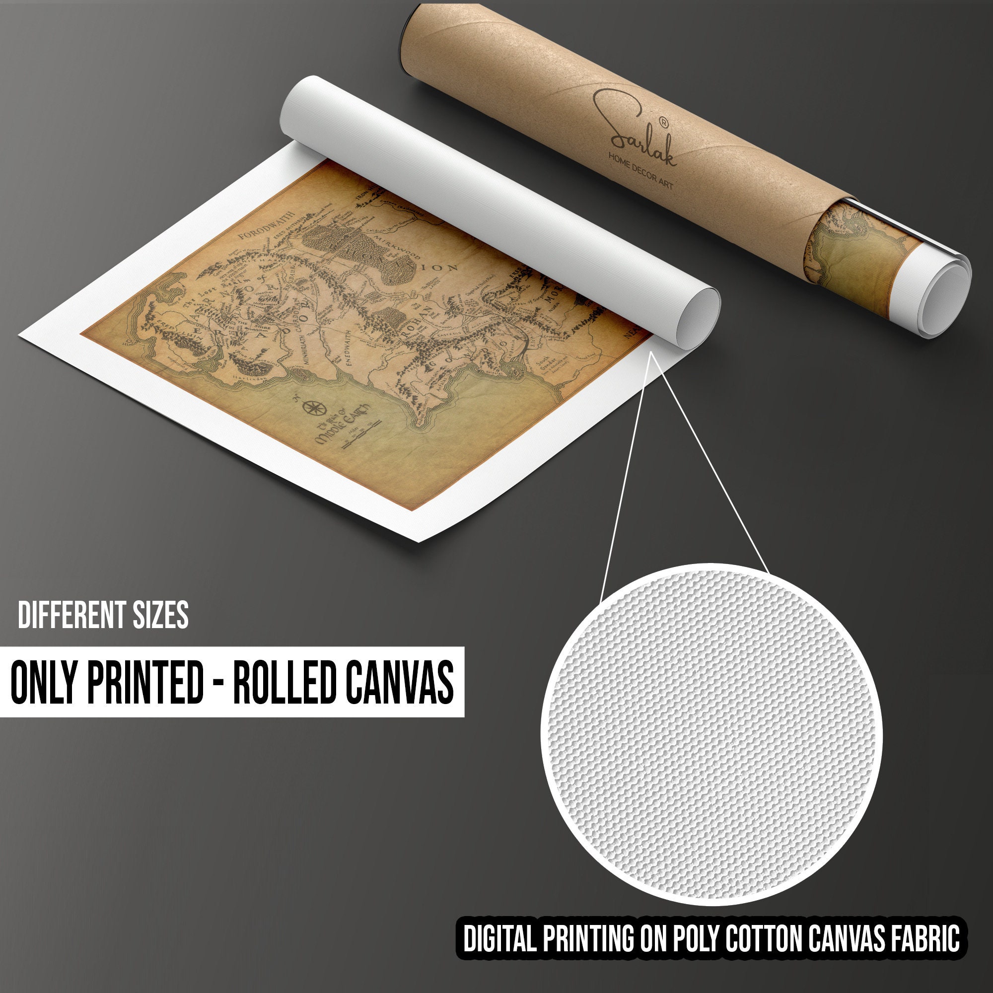 Lord of the Rings Middle Earth Print Canvas Middle Earth - Etsy