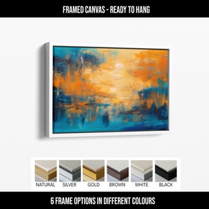 Orange and Blue Abstract Canvas Wall Art, Orange and Blue Abstract ...