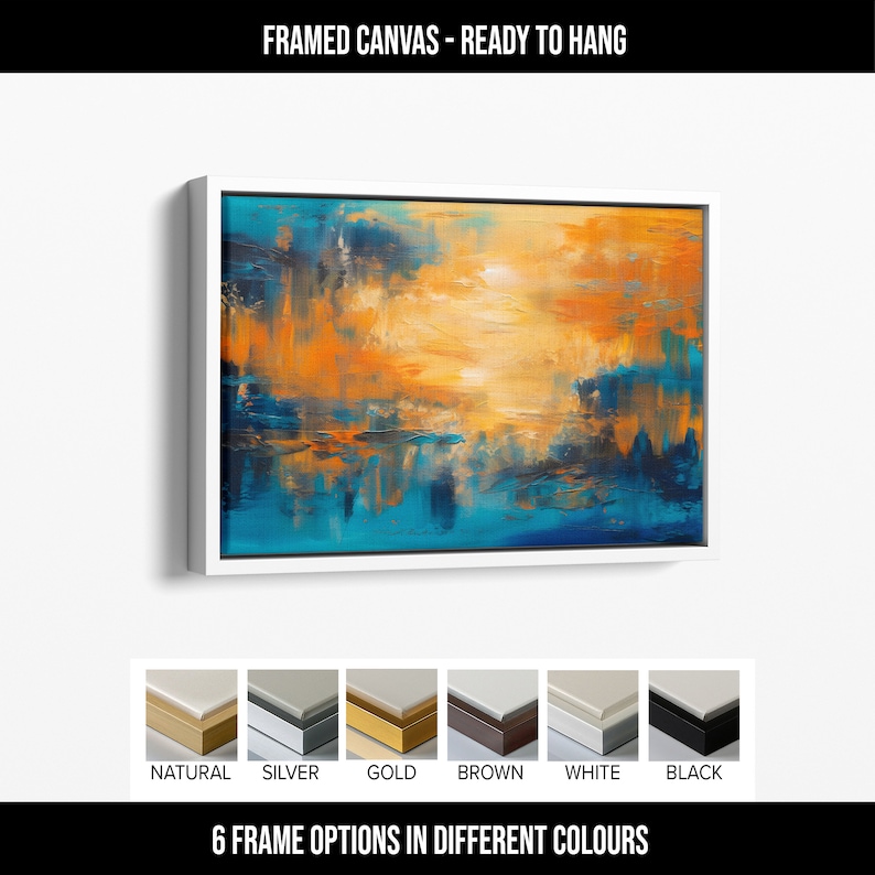 Orange and Blue Abstract Canvas Wall Art, Orange and Blue Abstract ...