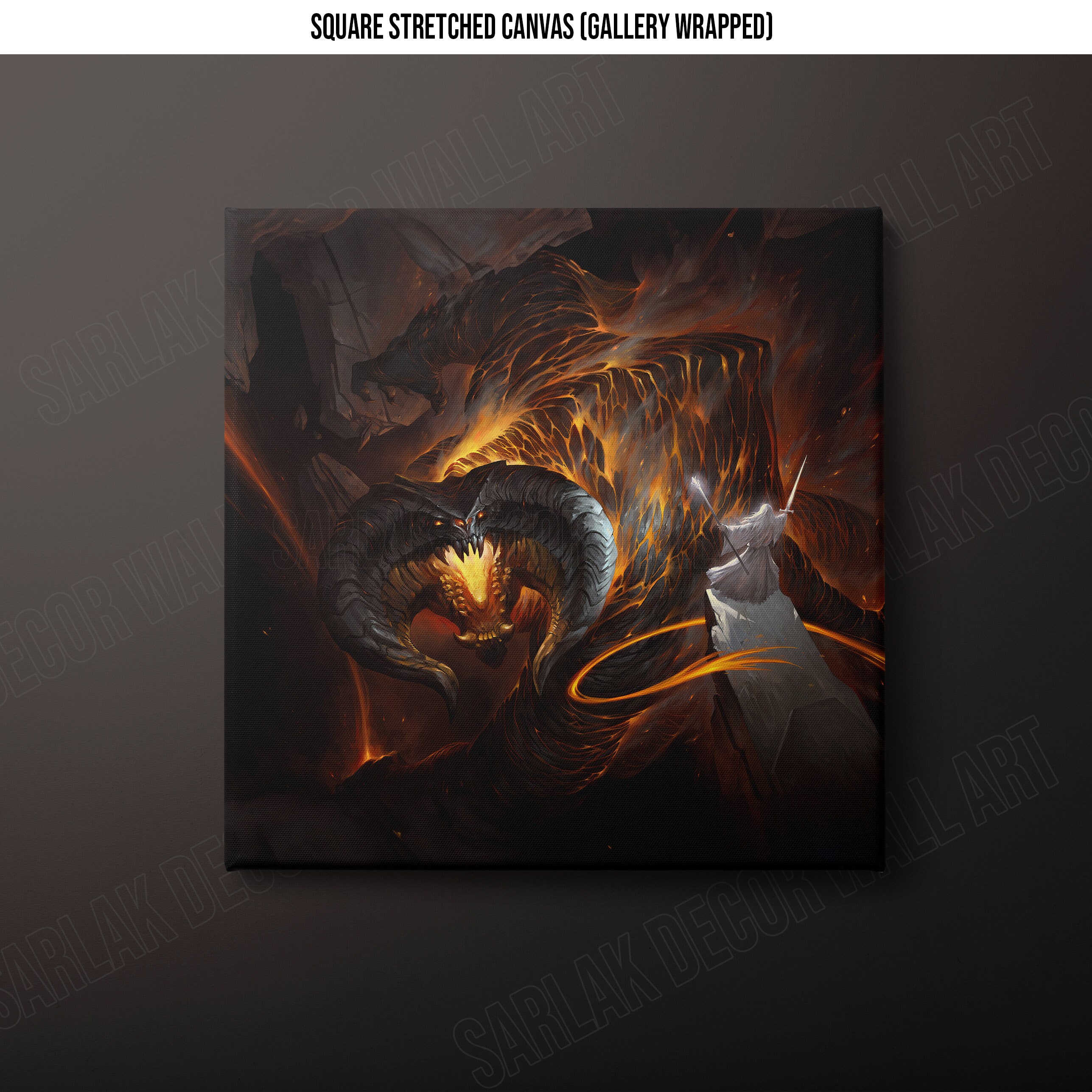 Lotr, Gandalf Dark Balrog Oil Printing, Gandalf Vs Balrog Canvas Art ...