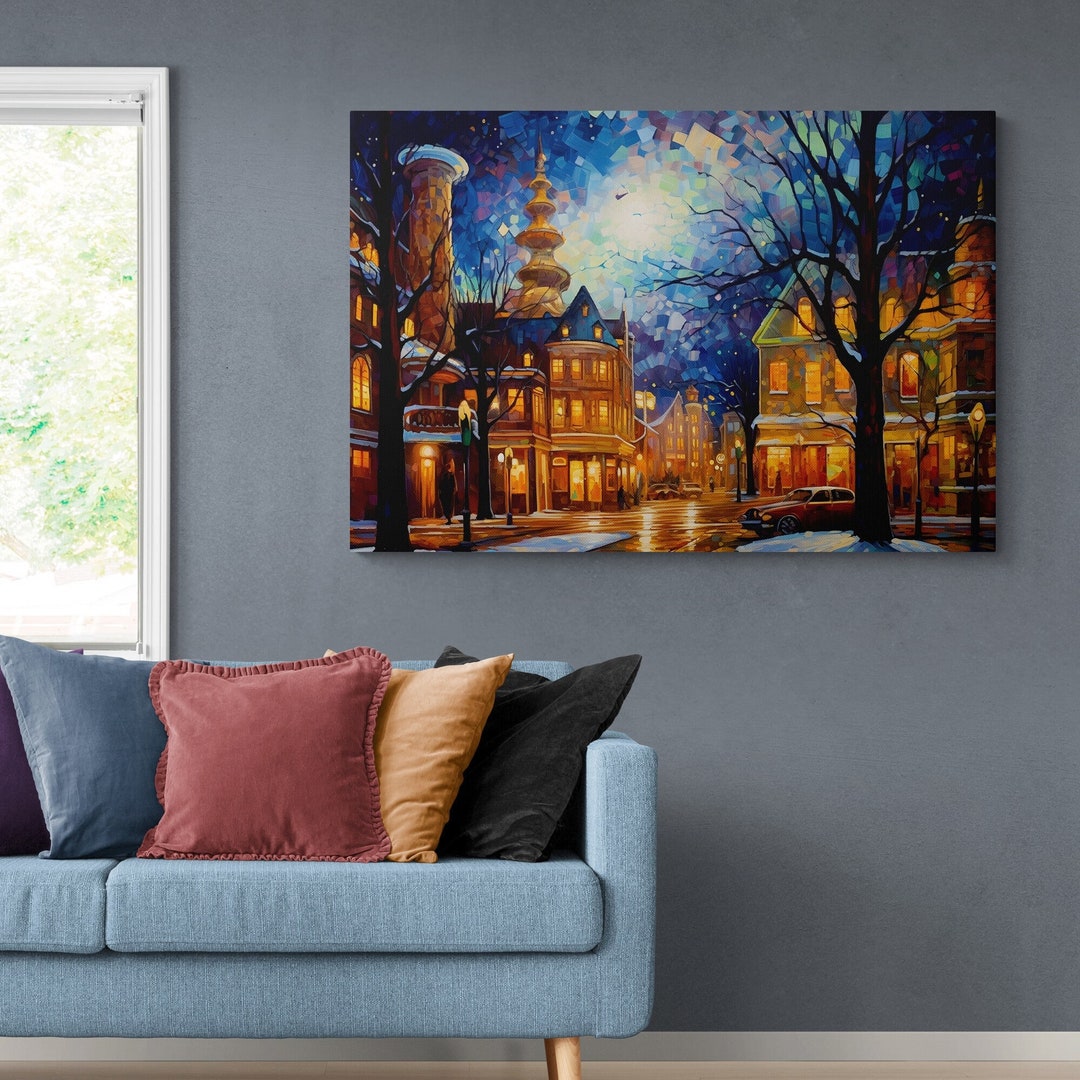 Colorful City Landscape Painting Canvas Wall Art, City Landscape Canvas ...