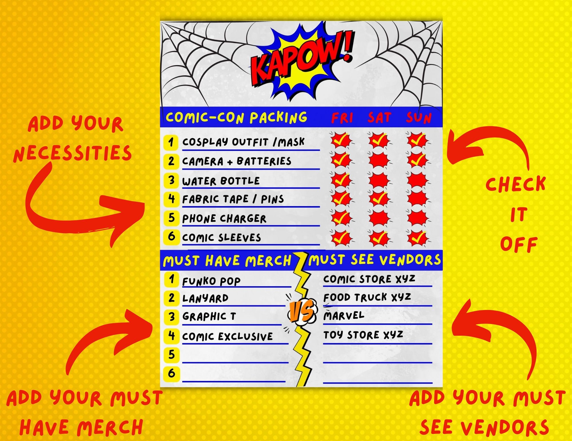 Comic-con Checklist, Comic-con Planner, Comic-con Journal Tracker ...