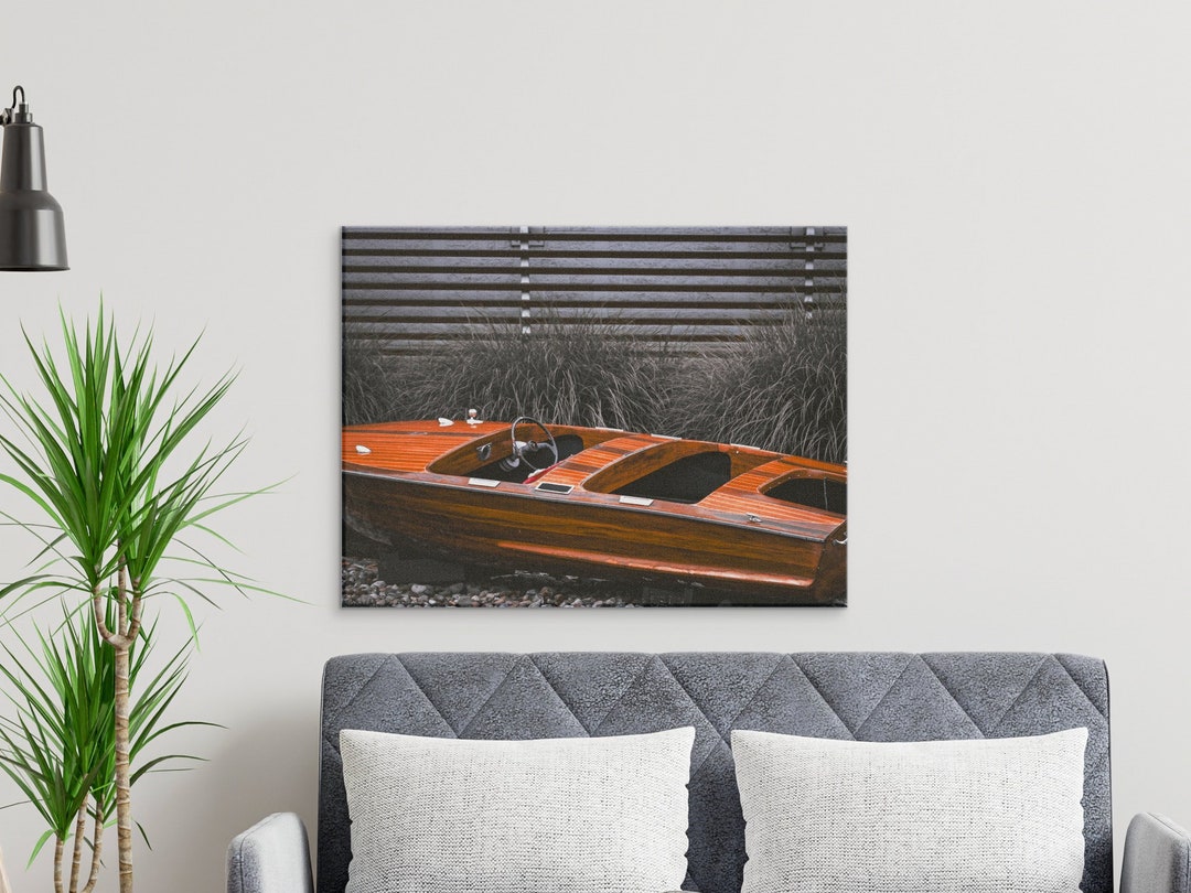 Vintage Wooden Boat Wall Art Print for Nautical Lovers and Home Decor ...