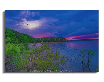 Sunset Lake Photography Print, Digital Wall Art, Nature Landscape Photo ...