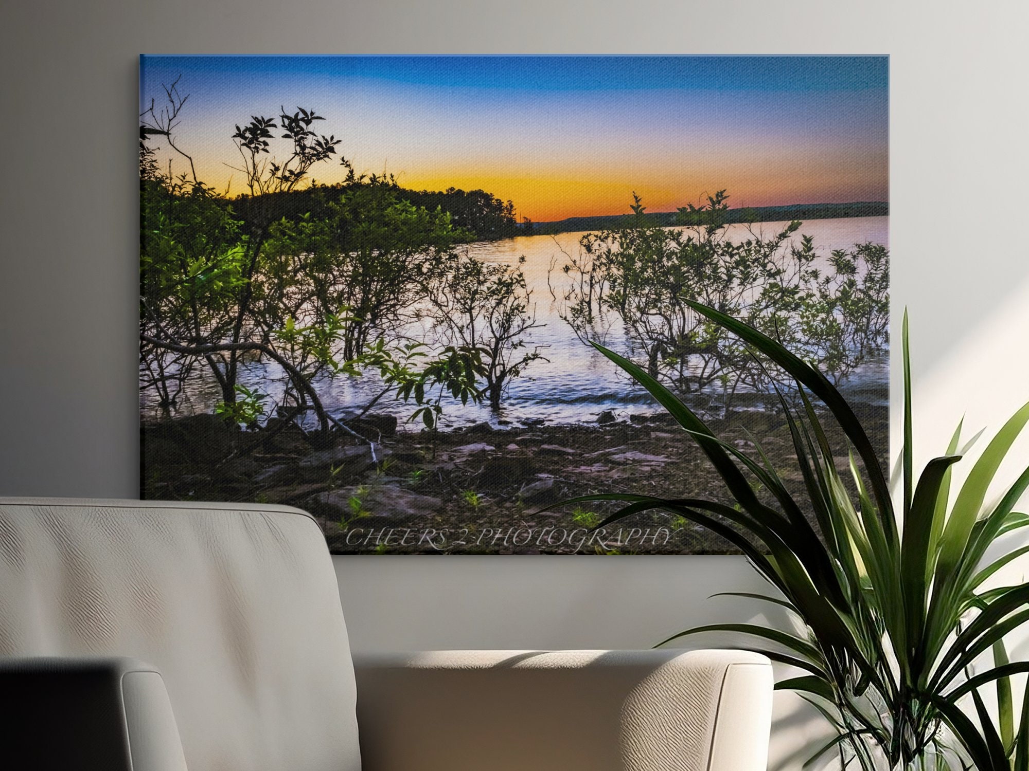 Sunset Lake Photography, Digital Wall Art, Nature Scene Print, Tranquil ...