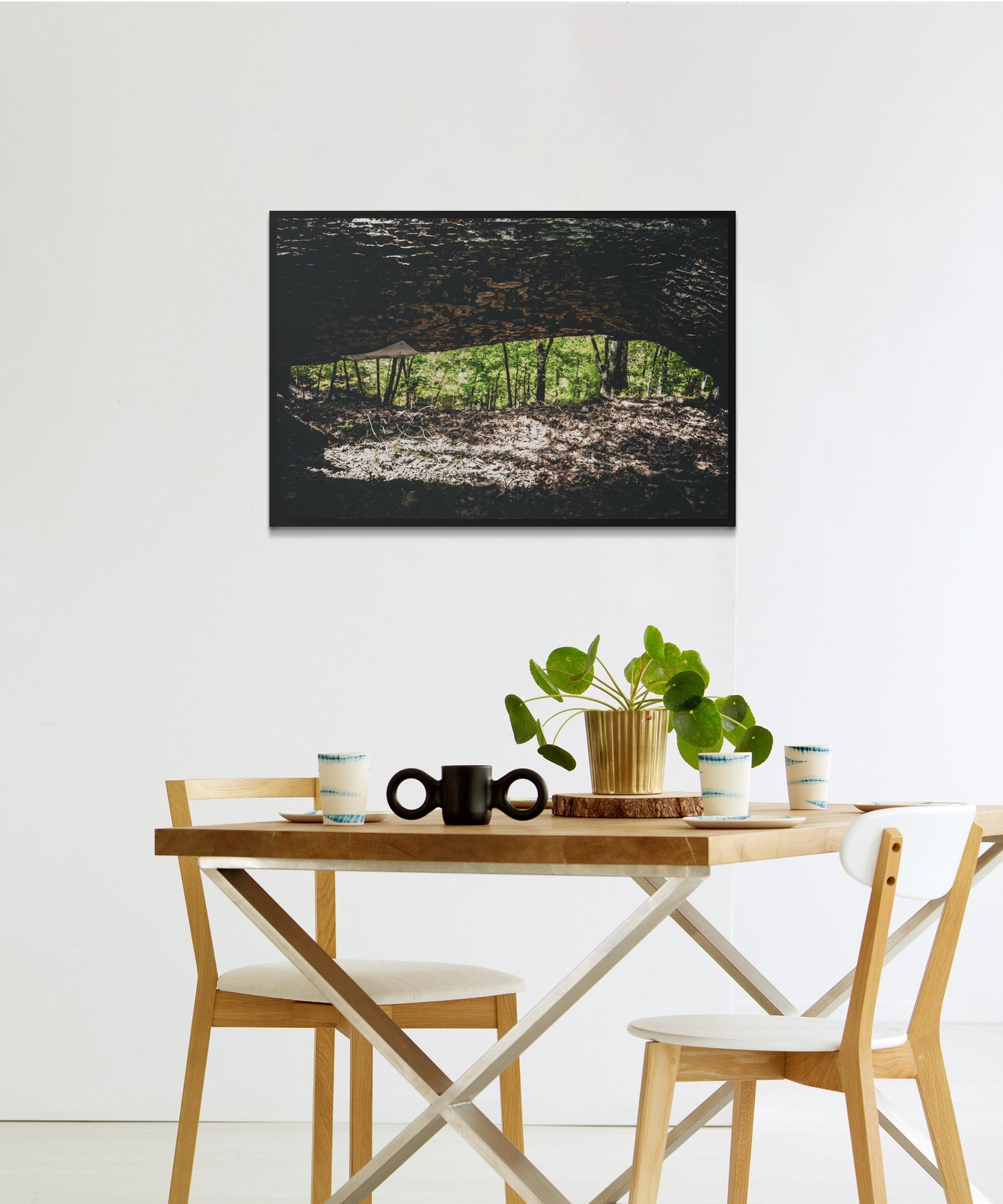 Nature Forest View, Tree Trunk Frame, Forest Landscape Art, Woodland ...
