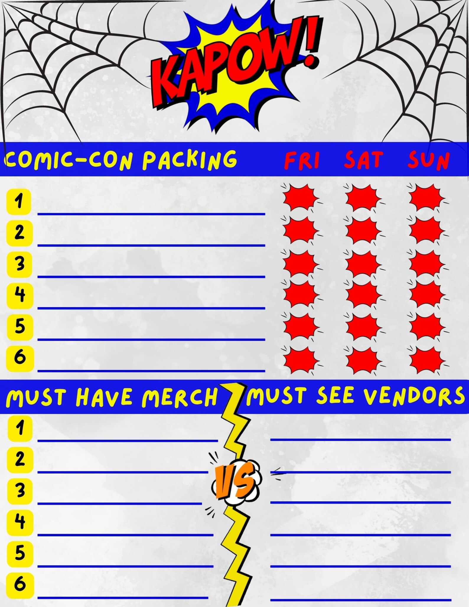 Comic-con Checklist, Comic-con Planner, Comic-con Journal Tracker ...