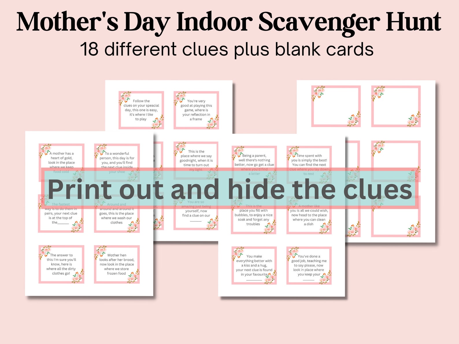 Indoor Printable Mother's Day Scavenger Hunt for Kids & - Etsy