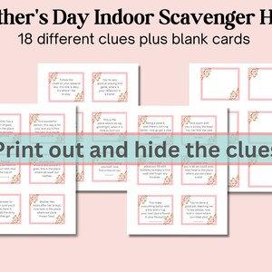 Indoor Printable Mother's Day Scavenger Hunt for Kids & - Etsy