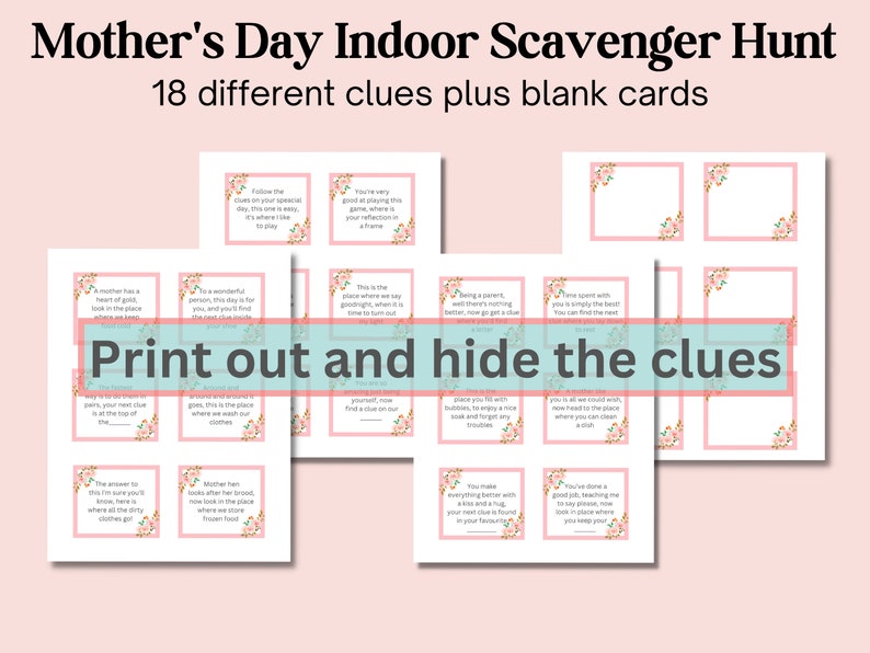 Indoor Printable Mother's Day Scavenger Hunt for Kids & - Etsy