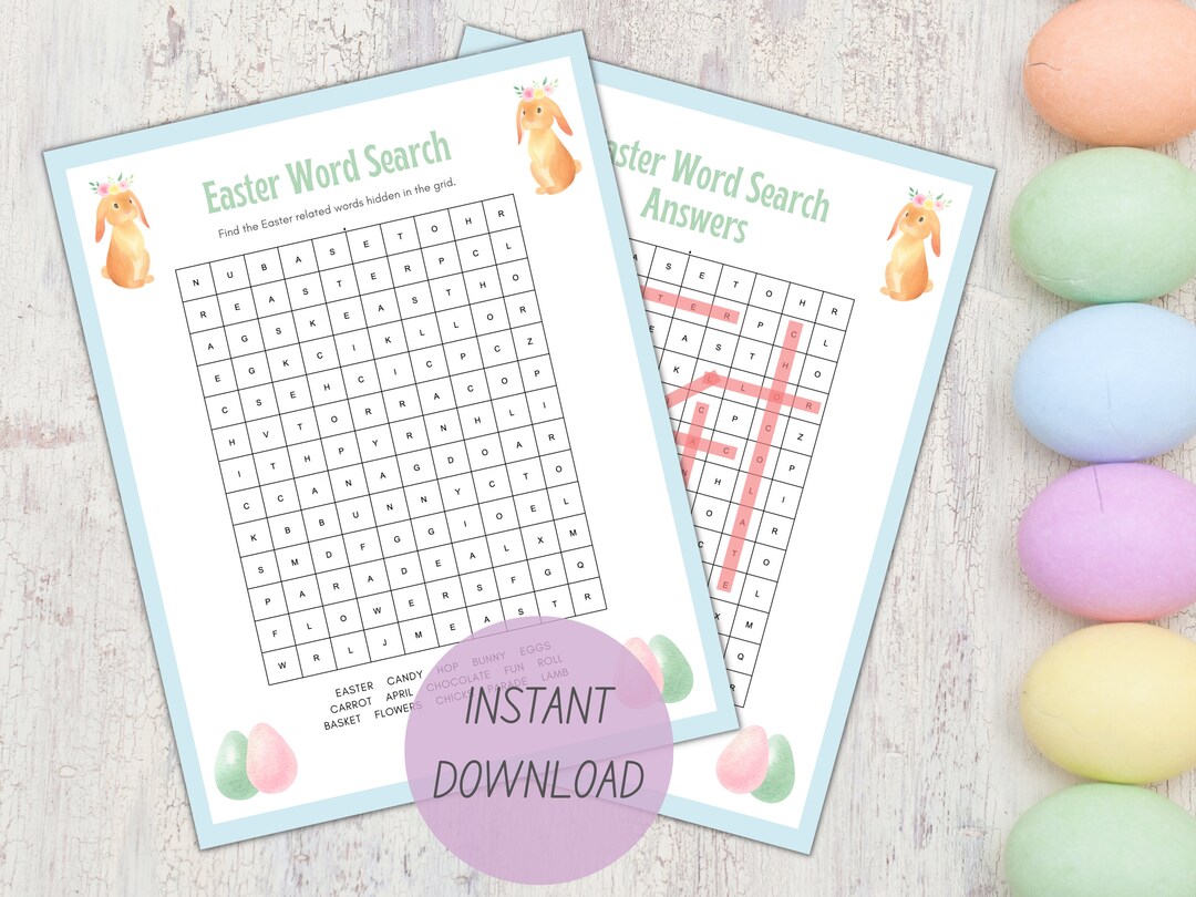 Easter Egg Word Search Printable Game for Easter Basket School ...
