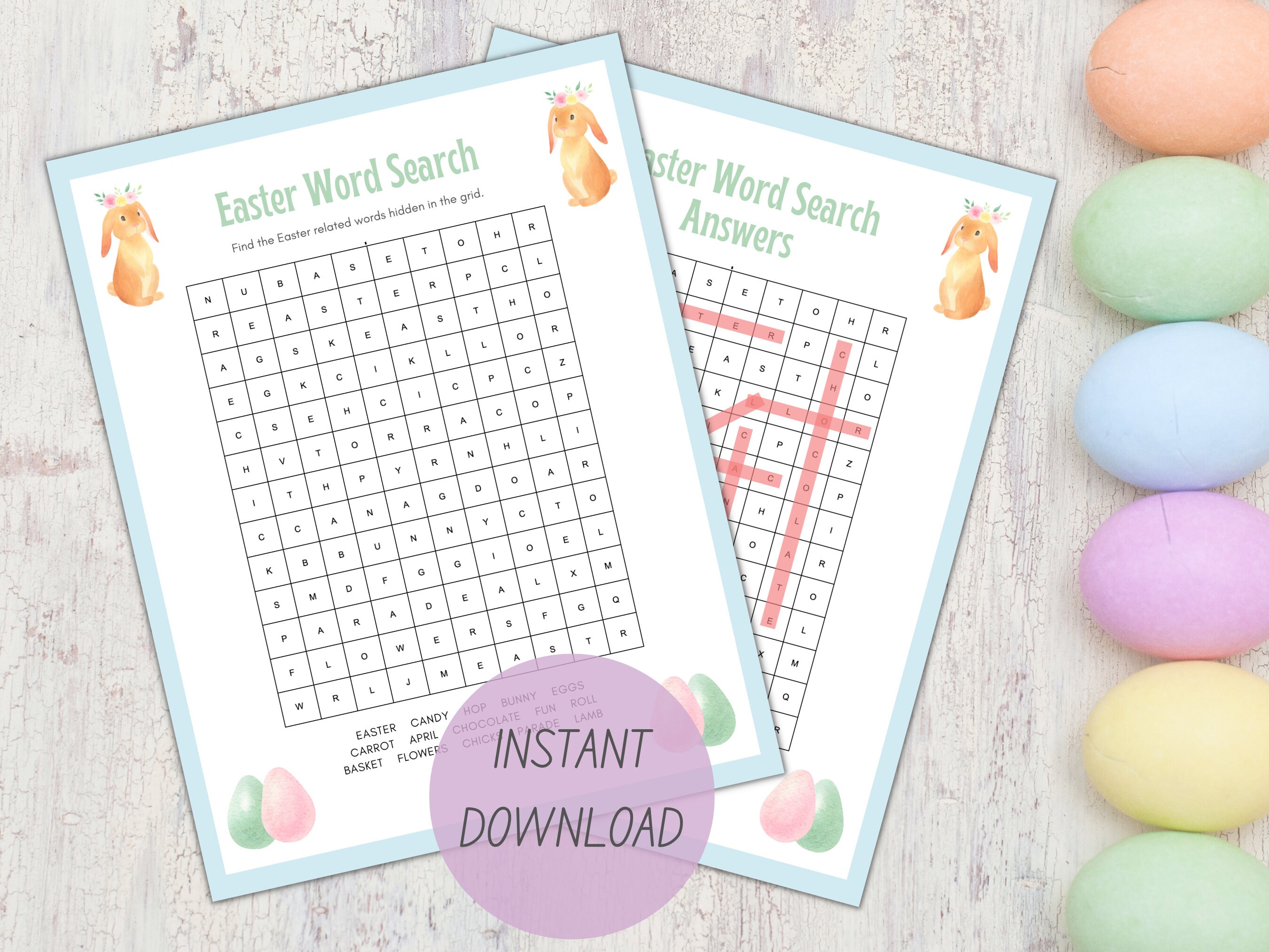 Easter Egg Word Search Printable Game for Easter Basket School ...