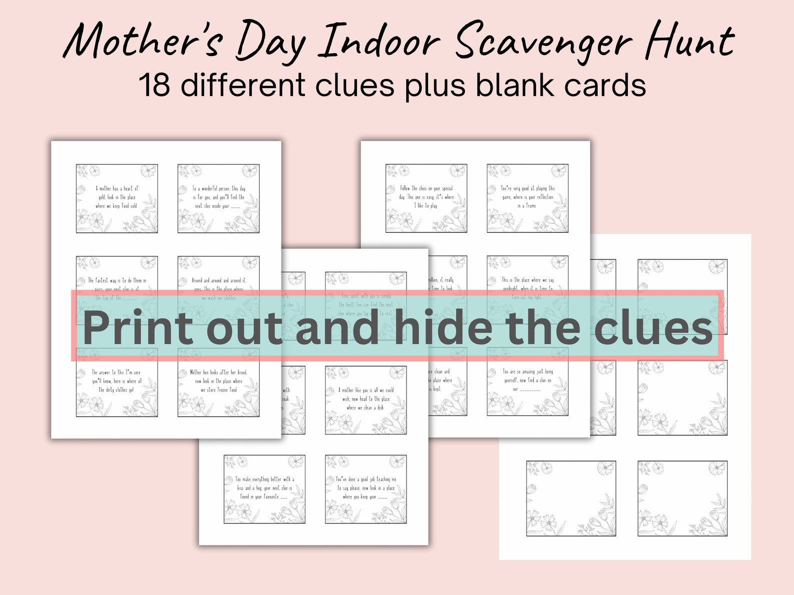 Printable Mothers Day Scavenger Hunt Clues for Kids & Moms | Treasure ...