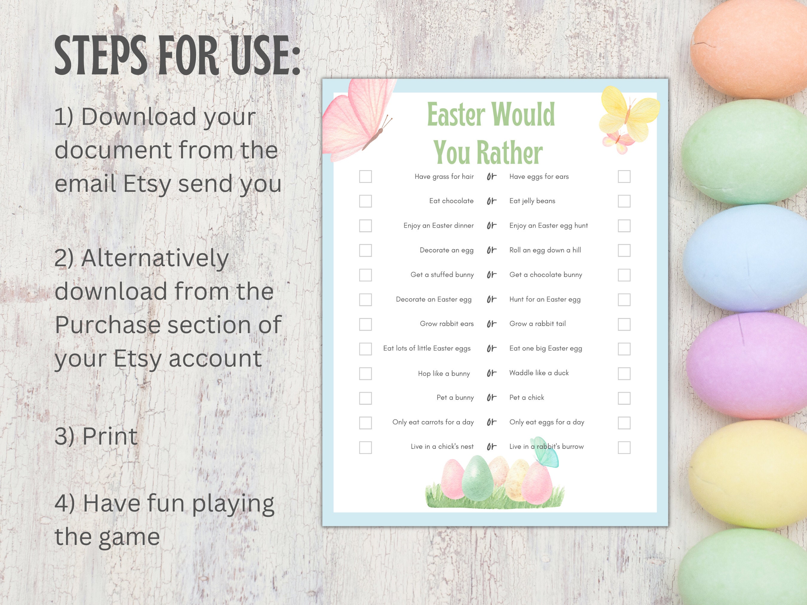 Easter Would You Rather Printable Game Easter Basket Activity Classroom ...