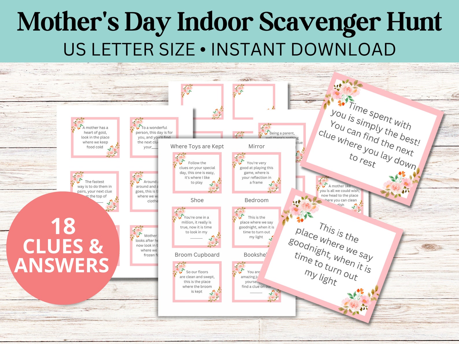 Indoor Printable Mother's Day Scavenger Hunt for Kids & Moms | Treasure ...