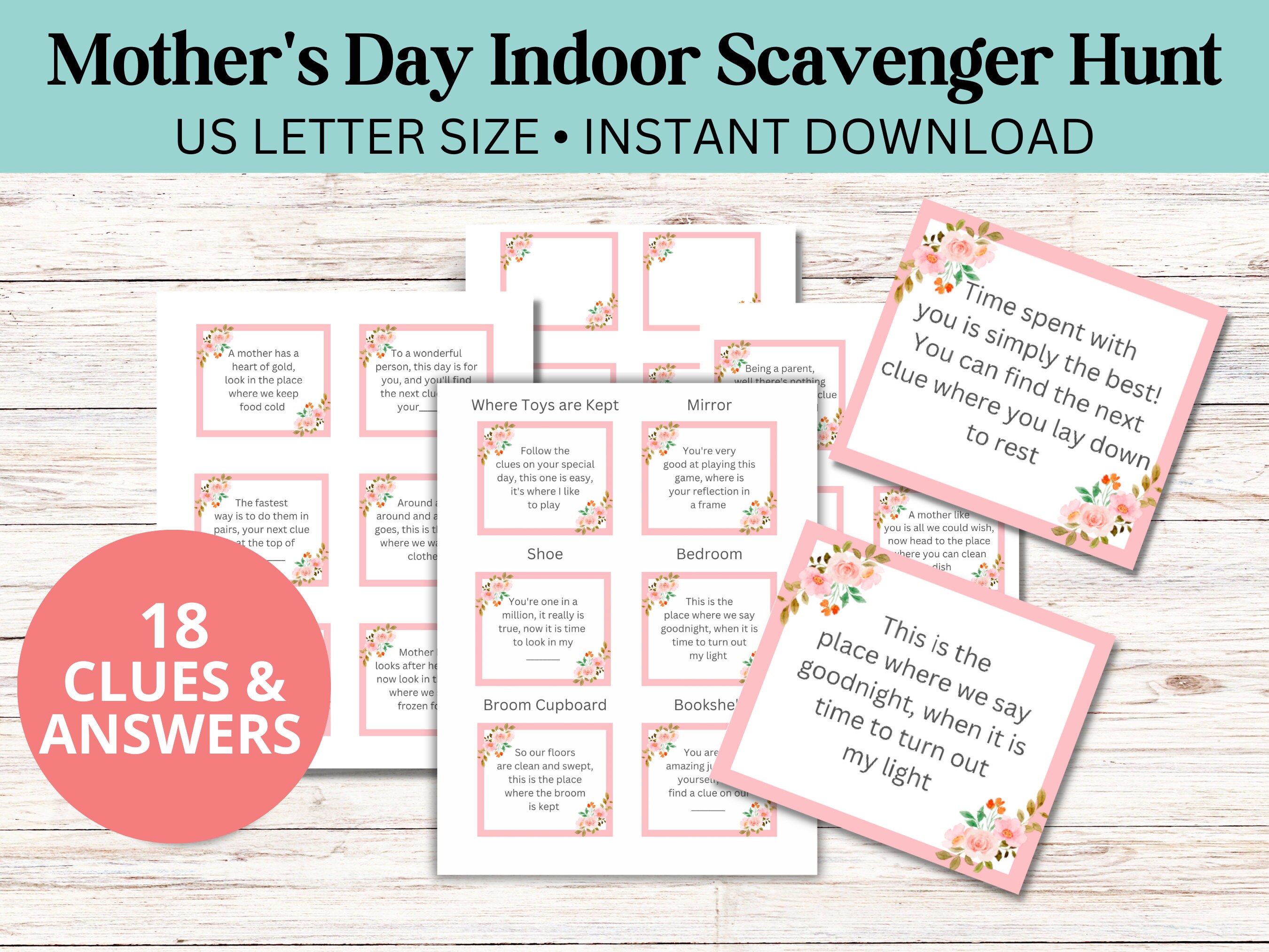 Indoor Printable Mother's Day Scavenger Hunt for Kids & Moms | Treasure ...