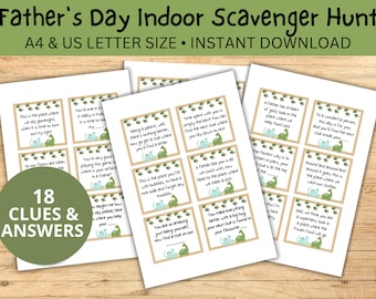 Fathers Day Printable Scavenger Hunt for Kids & Dads Indoor Treasure ...