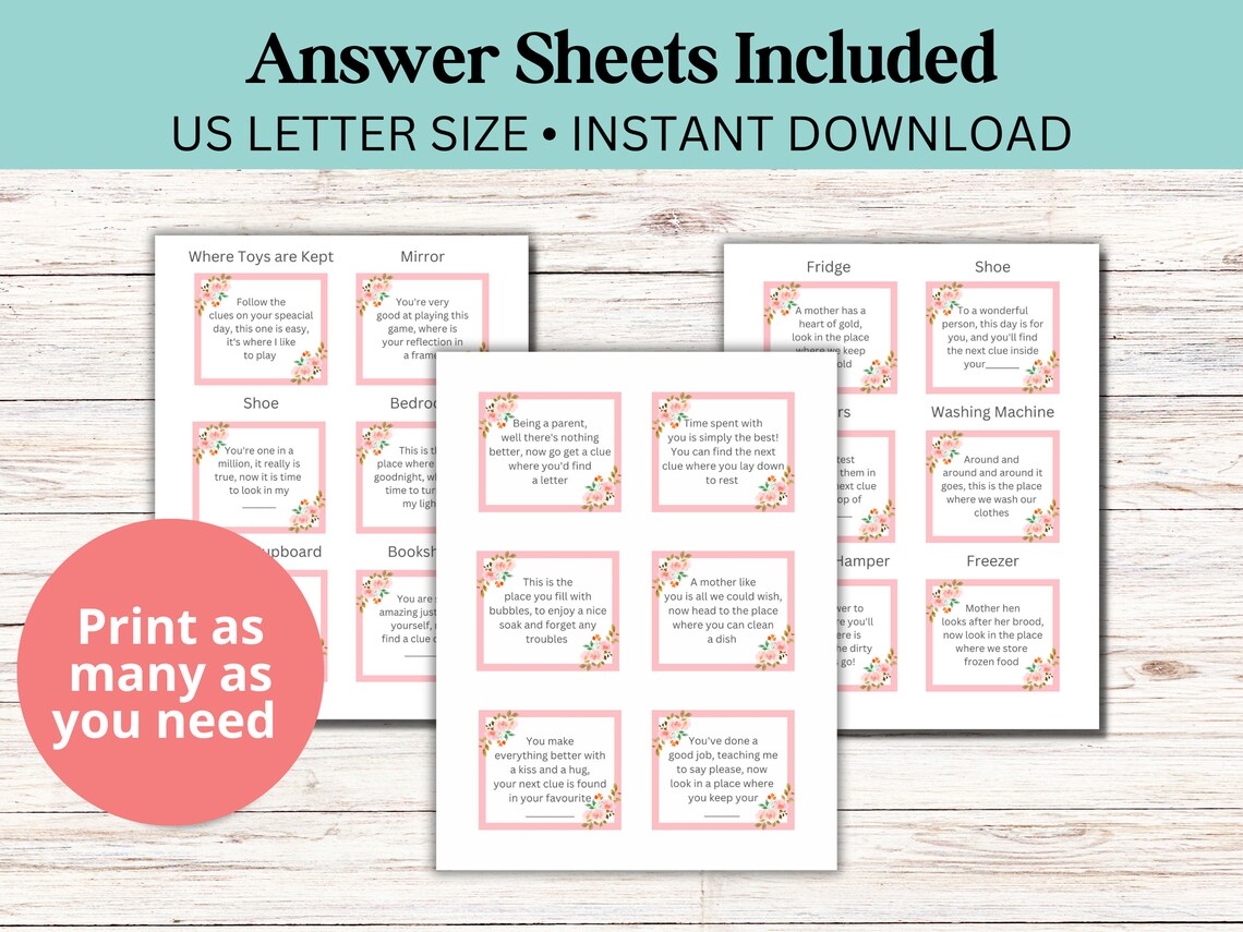 Indoor Printable Mother's Day Scavenger Hunt for Kids & Moms | Treasure ...