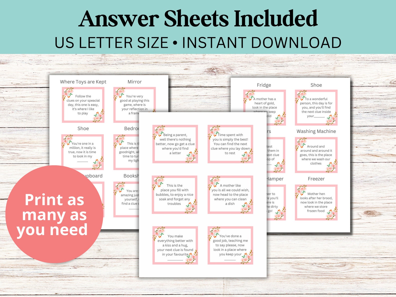 Indoor Printable Mother's Day Scavenger Hunt for Kids & Moms | Treasure ...