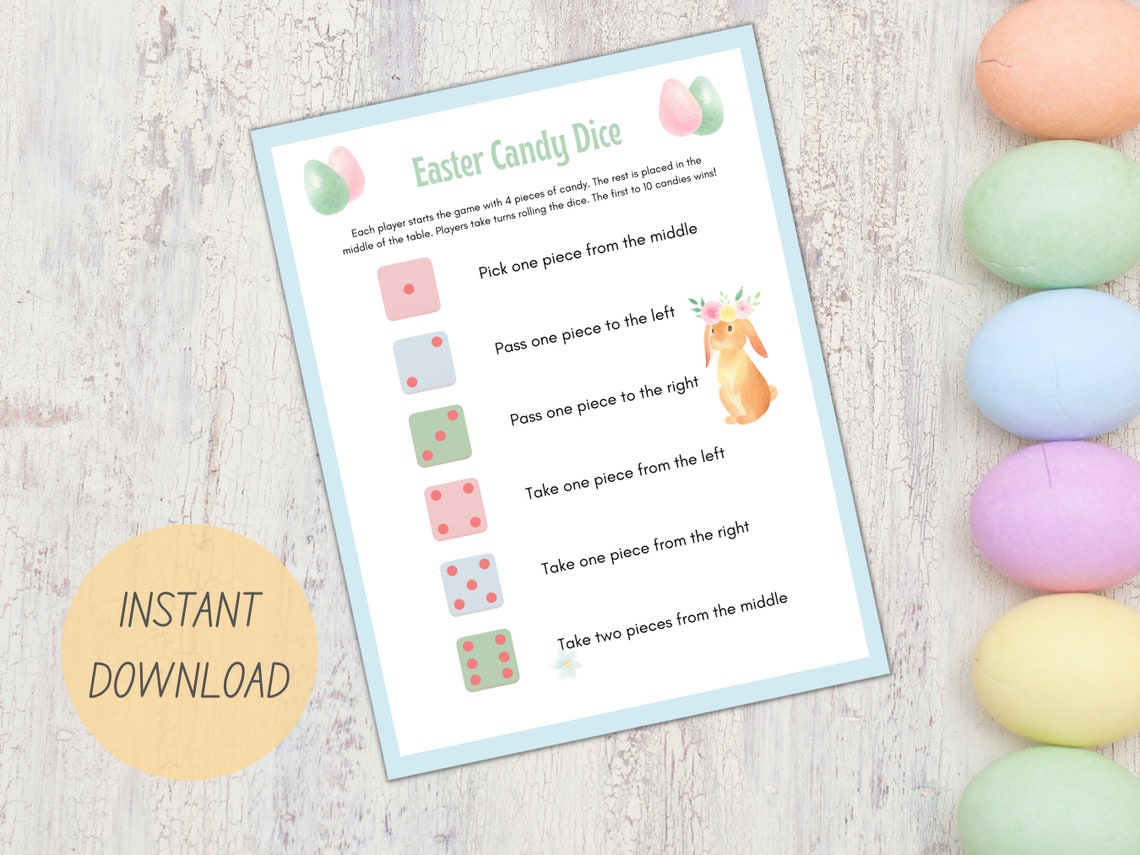 Printable Easter Candy Dice Game Perfect for Classroom Activities or an ...