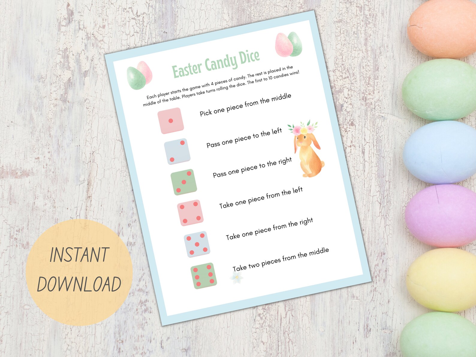 Printable Easter Candy Dice Game Perfect for Classroom Activities or an ...