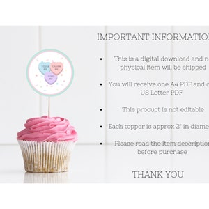 Printable Candy Sweet Heart Conversation Cupcake Toppers DIY Cake ...
