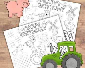 PERSONALIZED TRACTOR Happy 1st Birthday Printable Placemat Activity ...