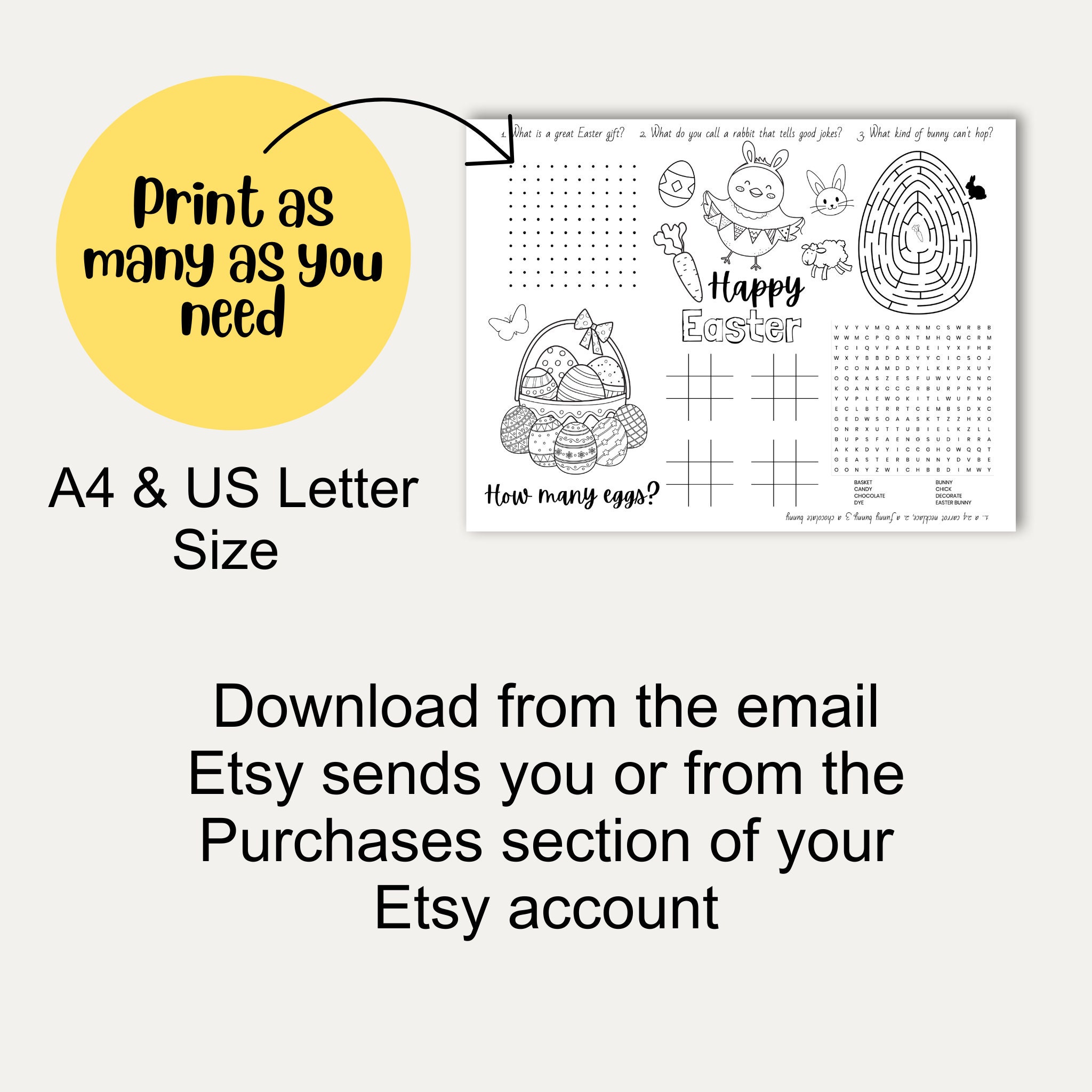 Easter Activity Placemat | Printable Restaurant and Table Setting ...