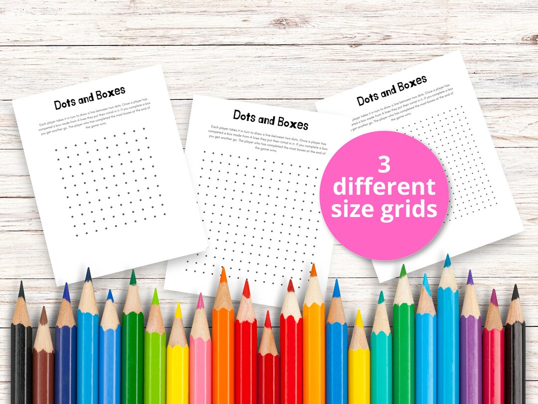 Printable Dots and Boxes Sheets Restaurant, Classroom and Travel Games ...