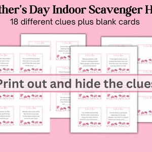 Printable Mothers Day Scavenger Hunt for Kids & Moms | Indoor Treasure ...