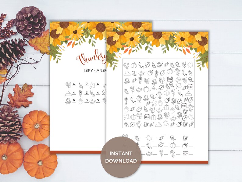 Thanksgiving I Spy Game Thanksgiving Activity for Kids, Teens and ...