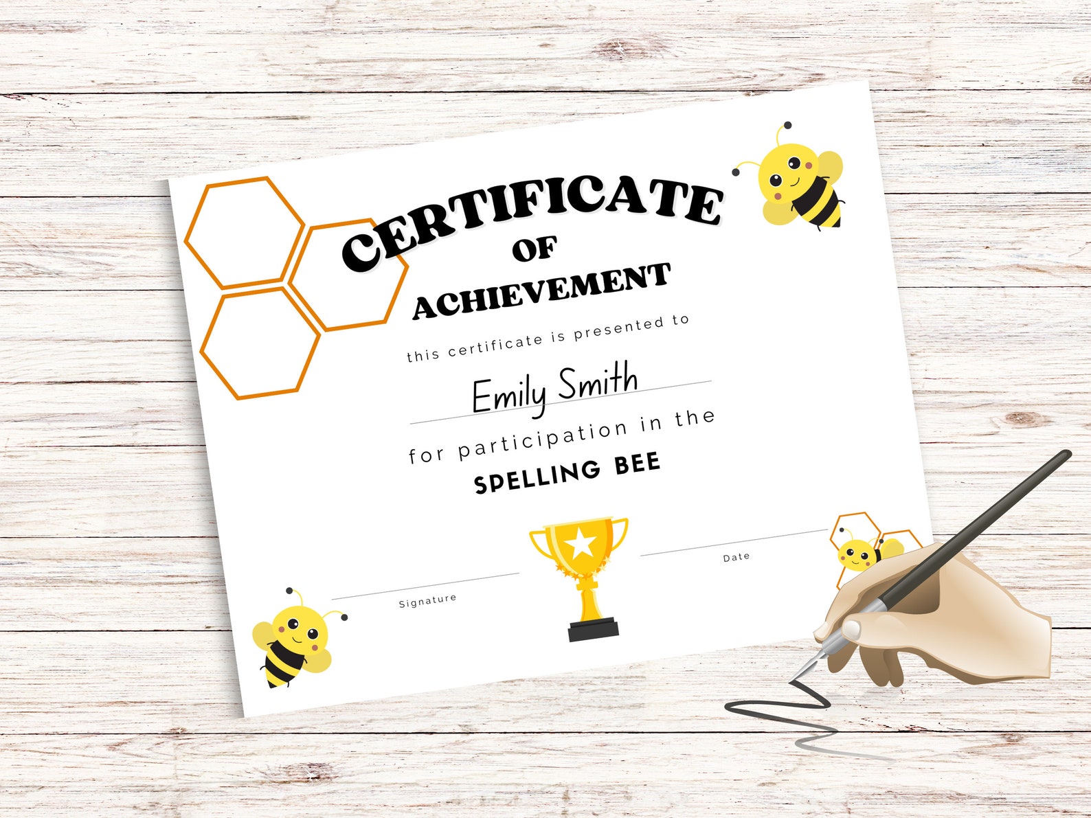 Printable Spelling Bee Certificate | 1st, 2nd, 3rd Place ...
