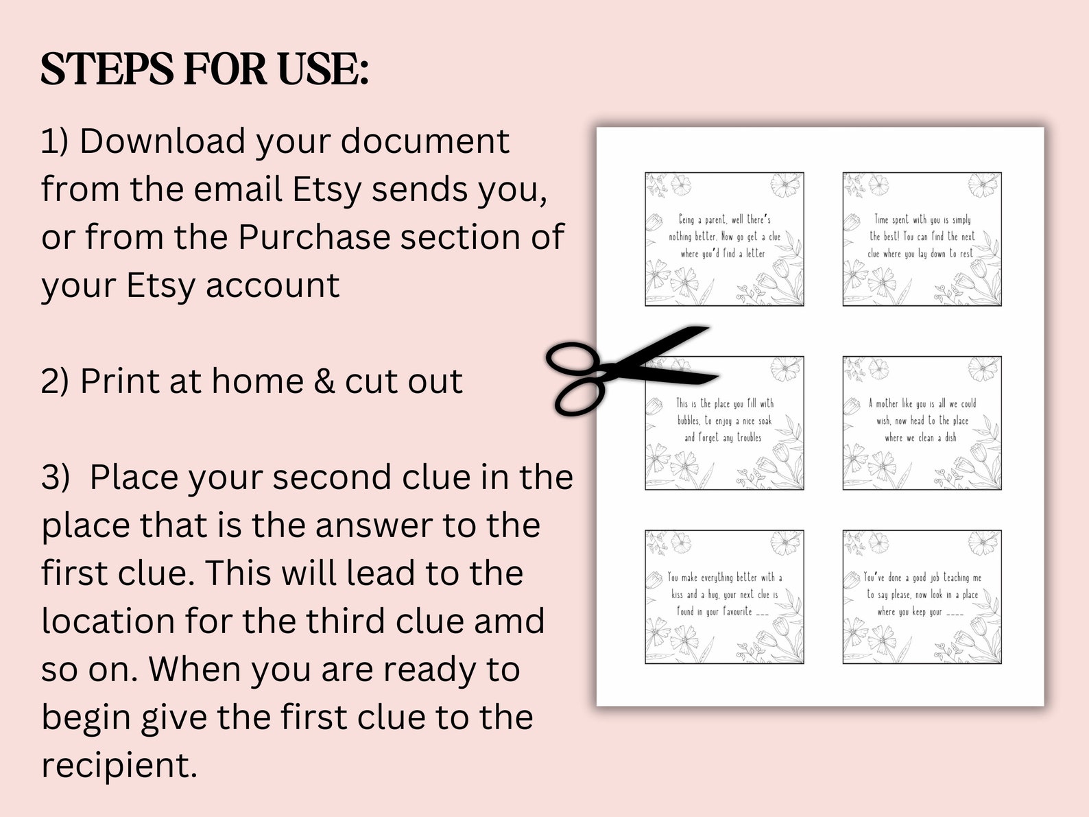 Printable Mothers Day Scavenger Hunt Clues for Kids & Moms Treasure ...