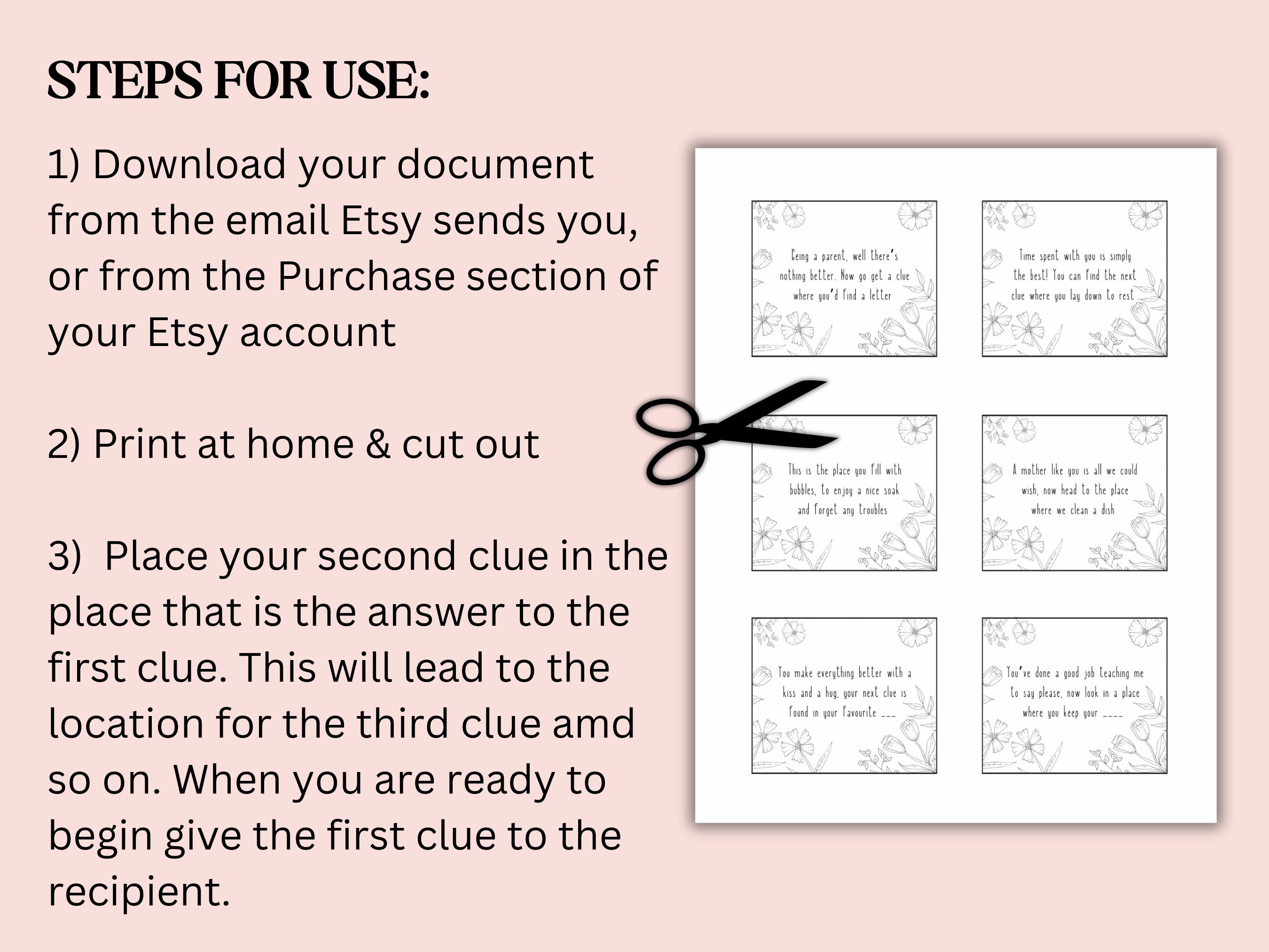 Printable Mothers Day Scavenger Hunt Clues for Kids & Moms Treasure ...