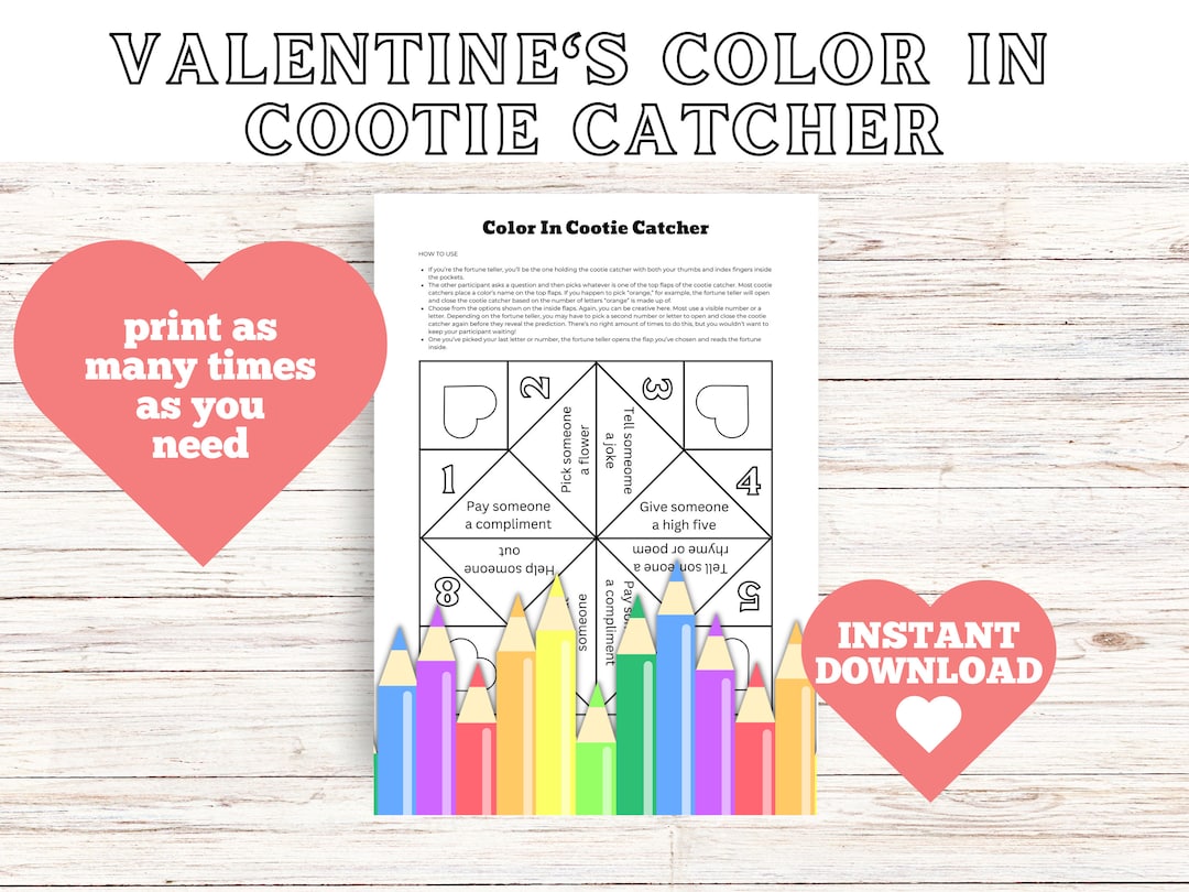 Printable Valentine's Day Classroom Project | Color in Cootie Catcher ...