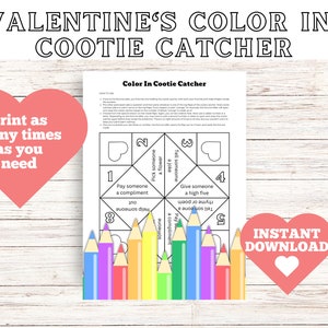Printable Valentine's Day Classroom Project | Color in Cootie Catcher ...