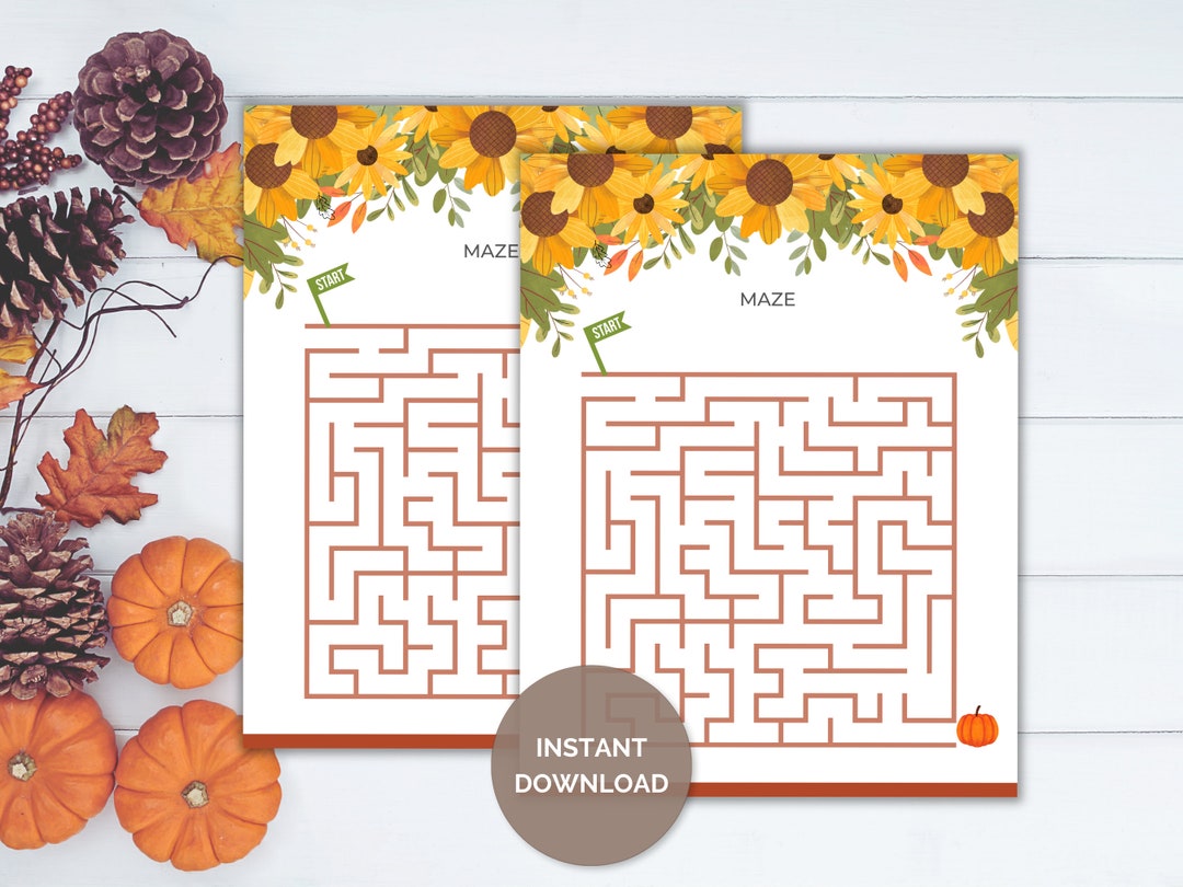 Thanksgiving Maze Game Thanksgiving Activity for Kids, Teens and Adults ...
